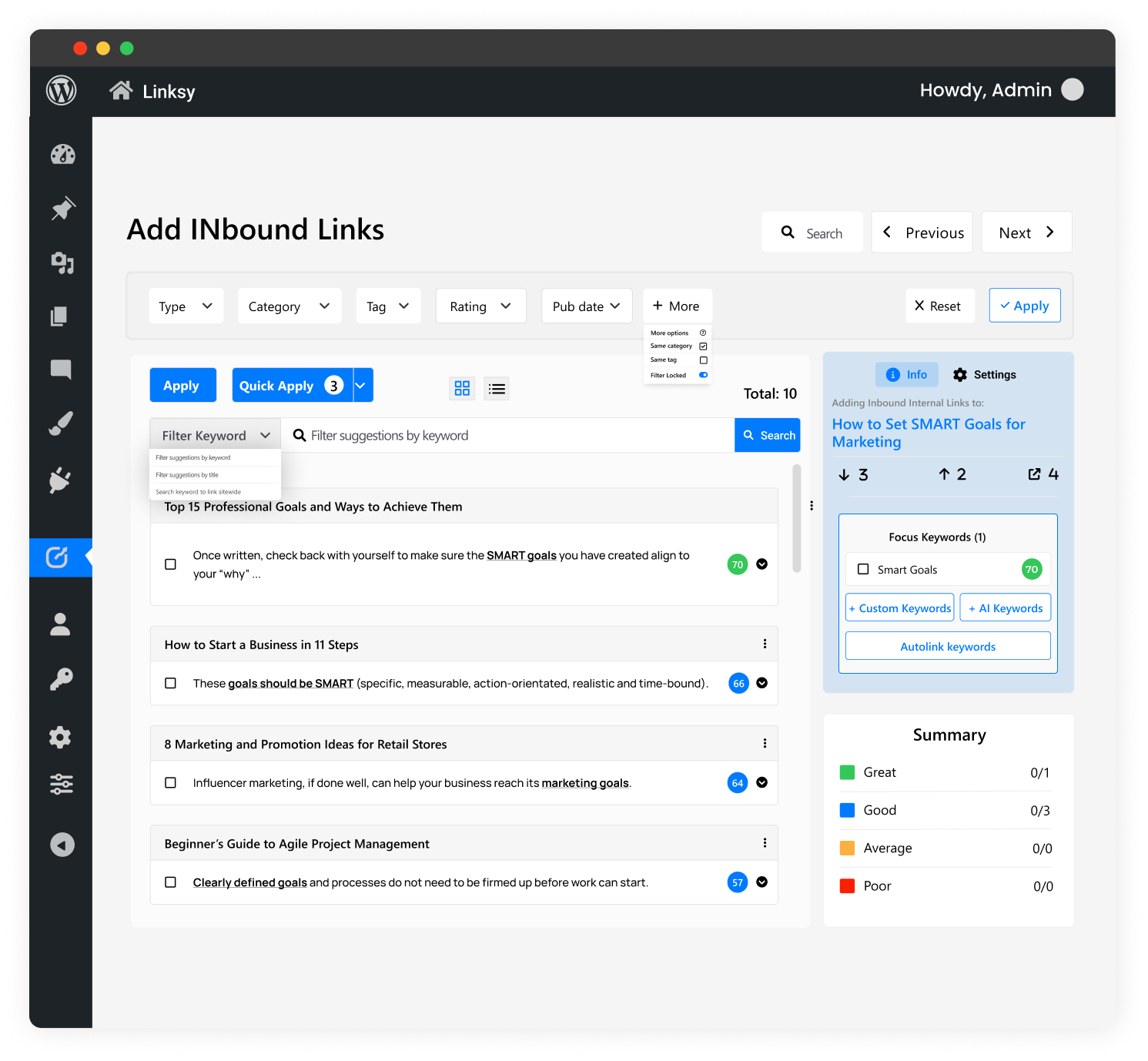 Linksy - Best Internal Link Building WordPress Plugin